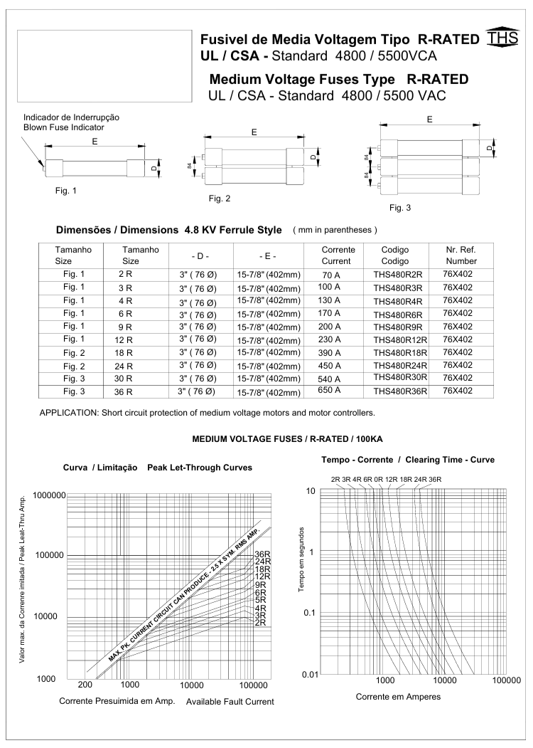 Classe R – Proteção de Motores - Ths Fuses
